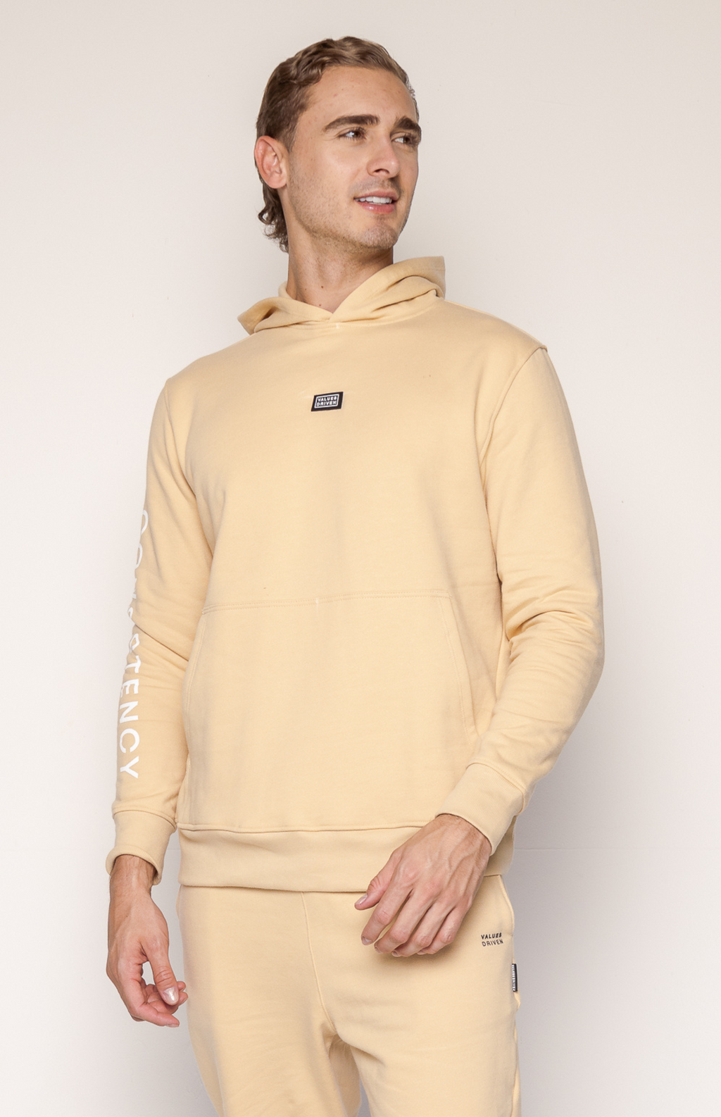 Consistency Hoodie Beige – Values Driven